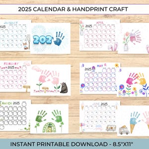 Printable 2025 Kids Calendar Handprint Calendar Art Homeschool Wall ...