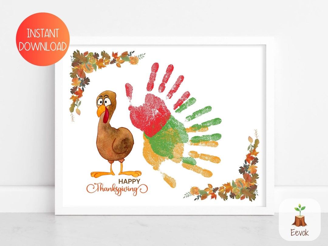 Printable Thanksgiving Handprint Craft, DIY Fall Craft, Toddler ...