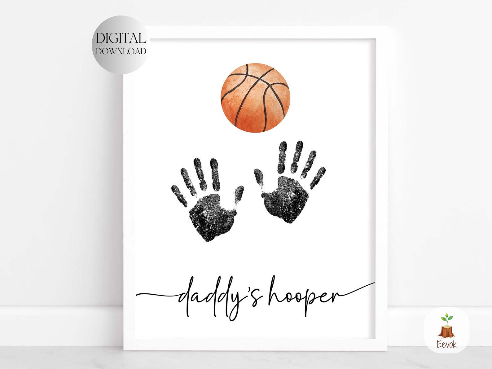 PRINTABLE Basketball Handprint Craft, Fathers Day Basketball Footprint ...