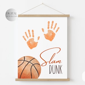 PRINTABLE Basketball Handprint Craft, Fathers Day Basketball Footprint ...
