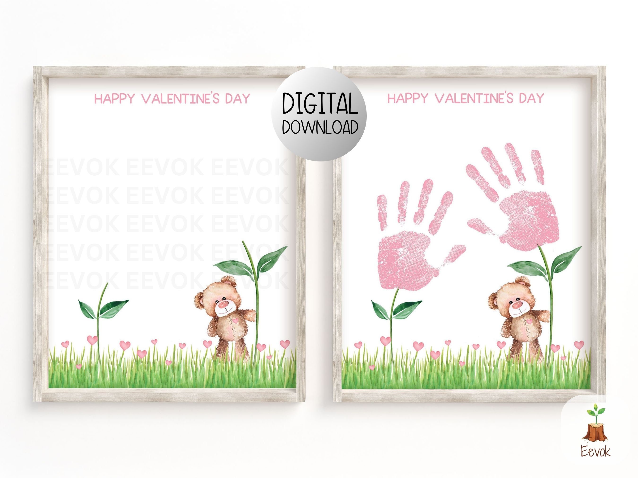 Printable Valentines Day Handprint Craft, Valentine's Day Craft for ...