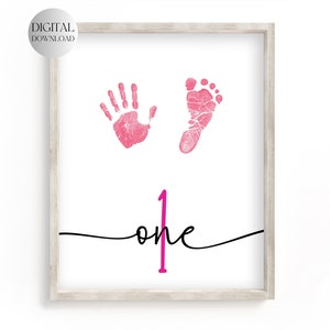Printable Baby 1st Birthday Milestone, Baby's First Year, Handprint ...