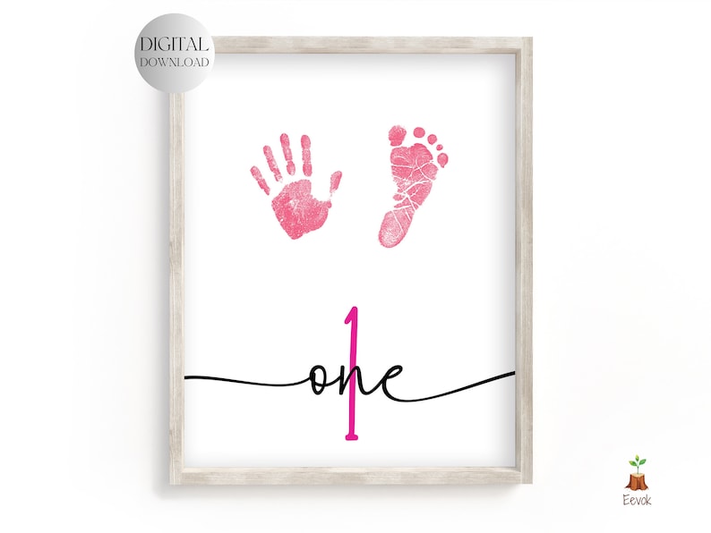 Printable Baby 1st Birthday Milestone, Baby's First Year, Handprint ...