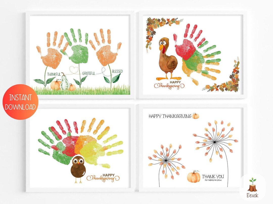 Printable Thanksgiving Handprint Bundle Craft, Thanksgiving Handprint ...