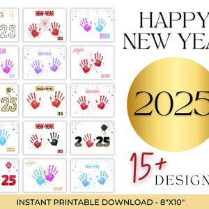 PRINTABLE Happy New Year 2025, Handprint Art Footprint Craft Handprint ...