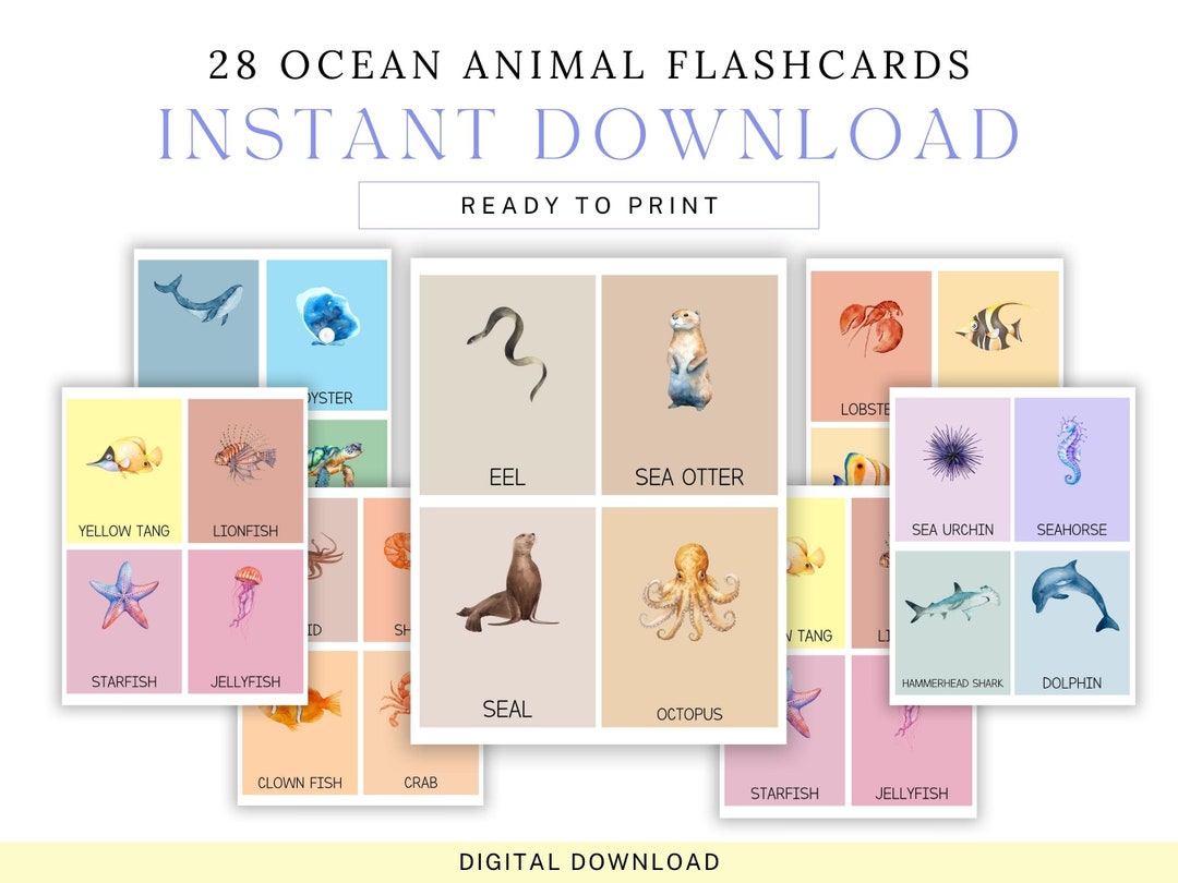Ocean Animals Flashcards, Under the Sea Animals, Counting Flash Cards ...