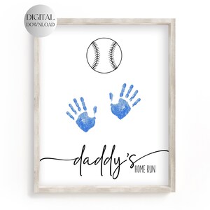 PRINTABLE Baseball Handprint Craft, Fathers Day Baseball Footprint ...