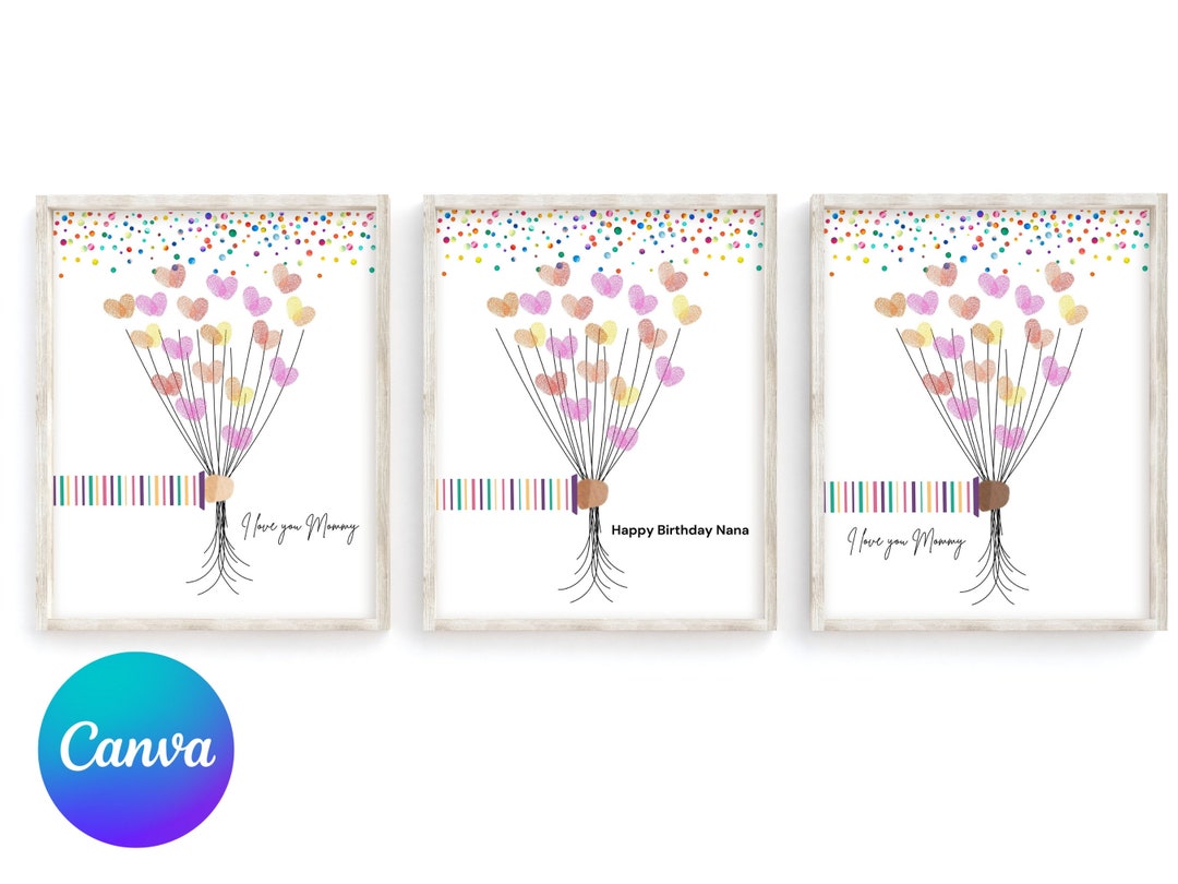 Printable Fingerprint Craft Personalized Craft for Mom, DIY Keepsake ...