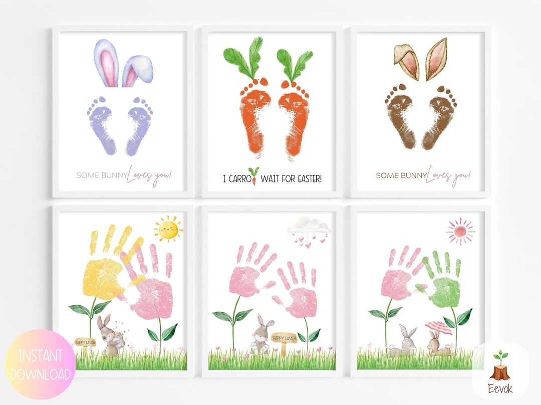 Printable Easter Handprint Craft, Easter Footprint Art, Baby's First ...