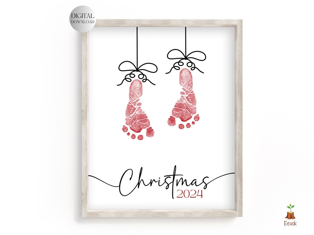 Printable Christmas Footprint Art, DIY Footprint Craft, Baby's First ...