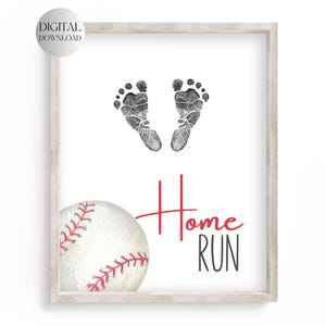 PRINTABLE Baseball Handprint Craft, Fathers Day Baseball Footprint ...