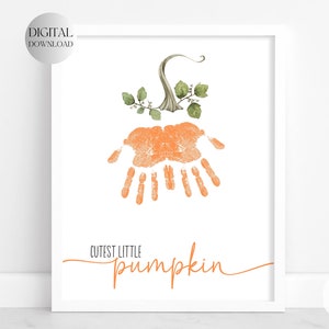 PRINTABLE Footprint Pumpkin Handprint Craft Baby Footprint Thanksgiving ...