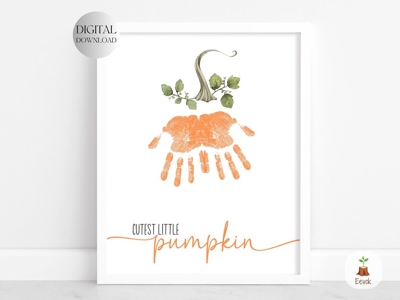PRINTABLE Footprint Pumpkin Handprint Craft Baby Footprint Thanksgiving ...