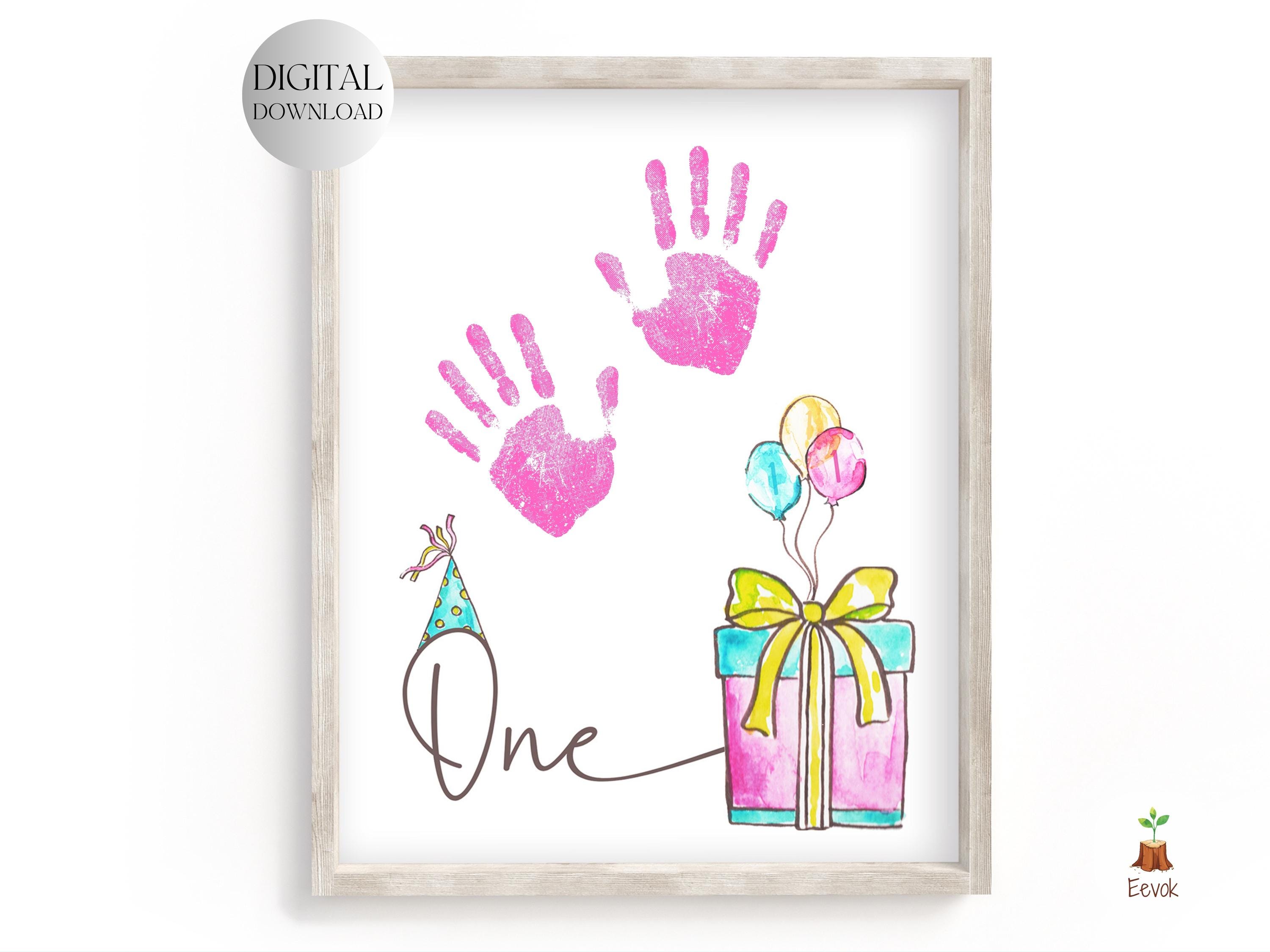 Printable Baby 1st Birthday Milestone, Baby's First Year, Handprint ...