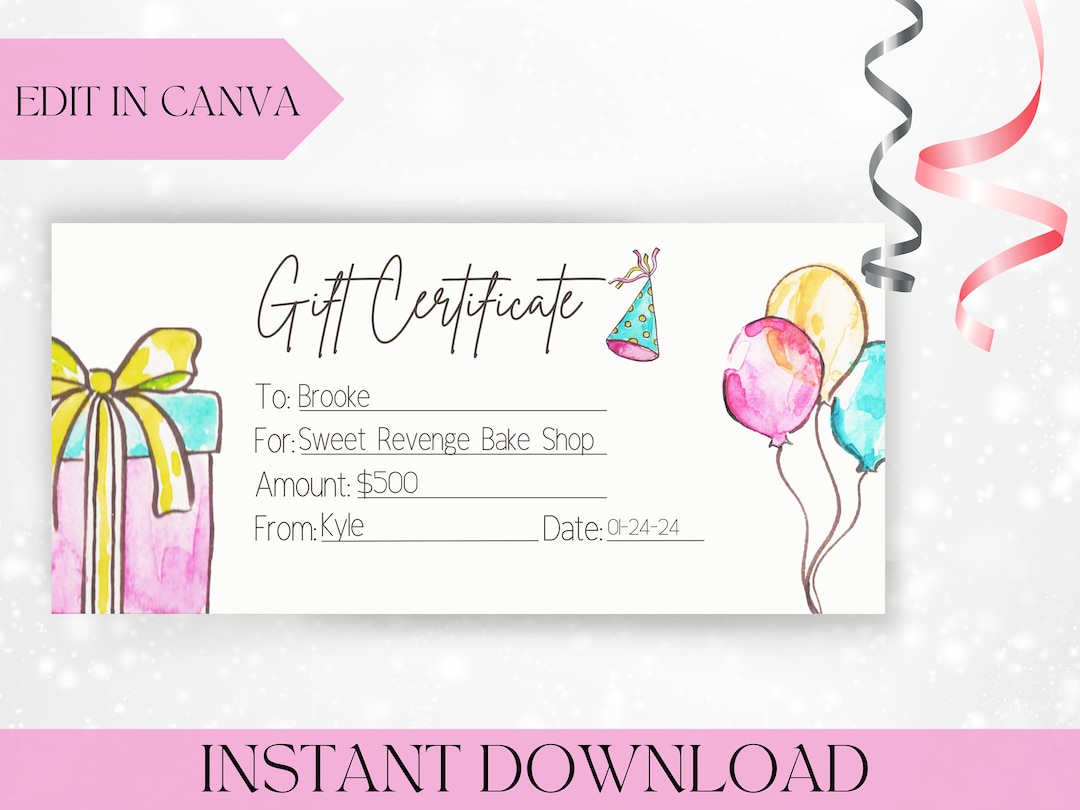 Printable Gift Certificate Ticket Template Gift Card Coupon Printable ...