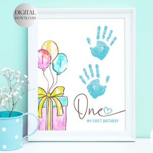 Printable Baby 1st Birthday Milestone, Baby's First Year, Handprint ...