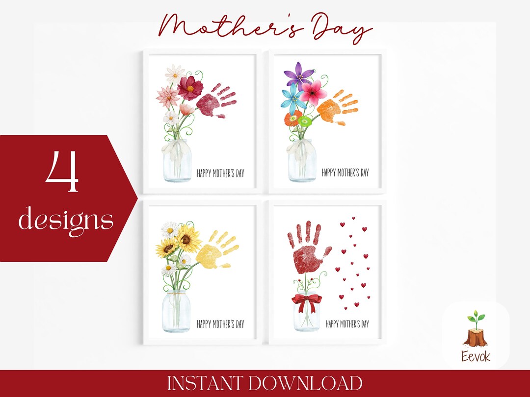 Printable Flower Handprint Craft for Grandma's Garden Flower Jar ...