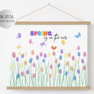 Printable Preschool Craft, Kids Spring is in the Air Fingerprint Art ...