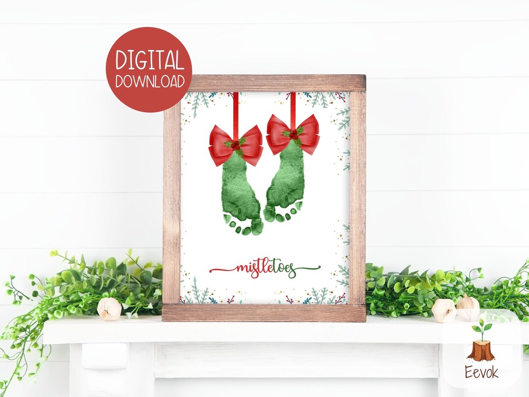 Printable Footprint Craft for Xmas, Personalized Baby's 1st Christmas ...