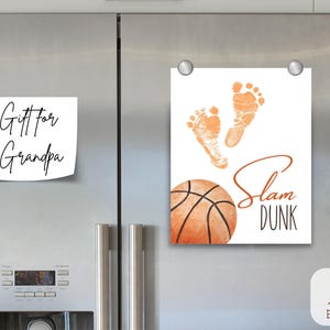 PRINTABLE Basketball Handprint Craft, Fathers Day Basketball Footprint ...