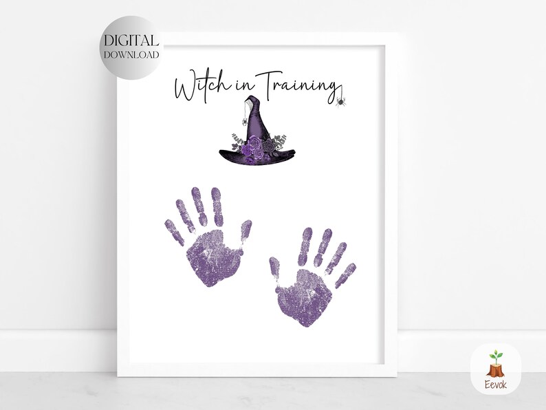PRINTABLE Footprint Halloween Art Craft, Baby Witch Footprint Craft ...