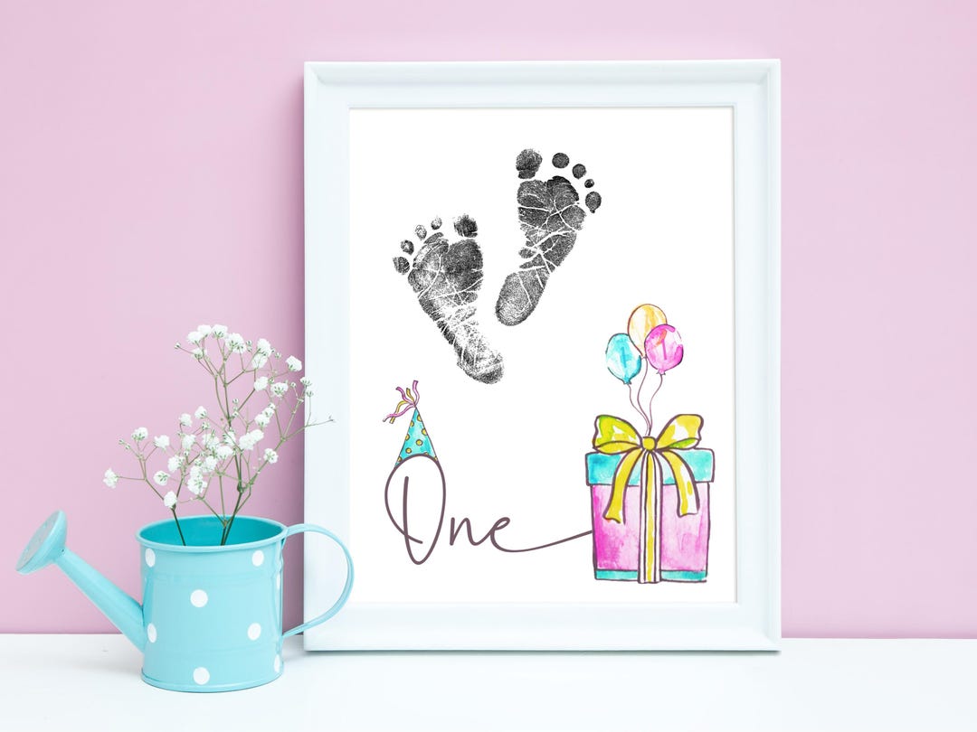 Printable Baby 1st Birthday Milestone, Baby's First Year, Handprint ...