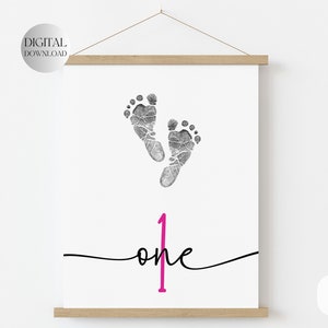 Printable Baby 1st Birthday Milestone, Baby's First Year, Handprint ...