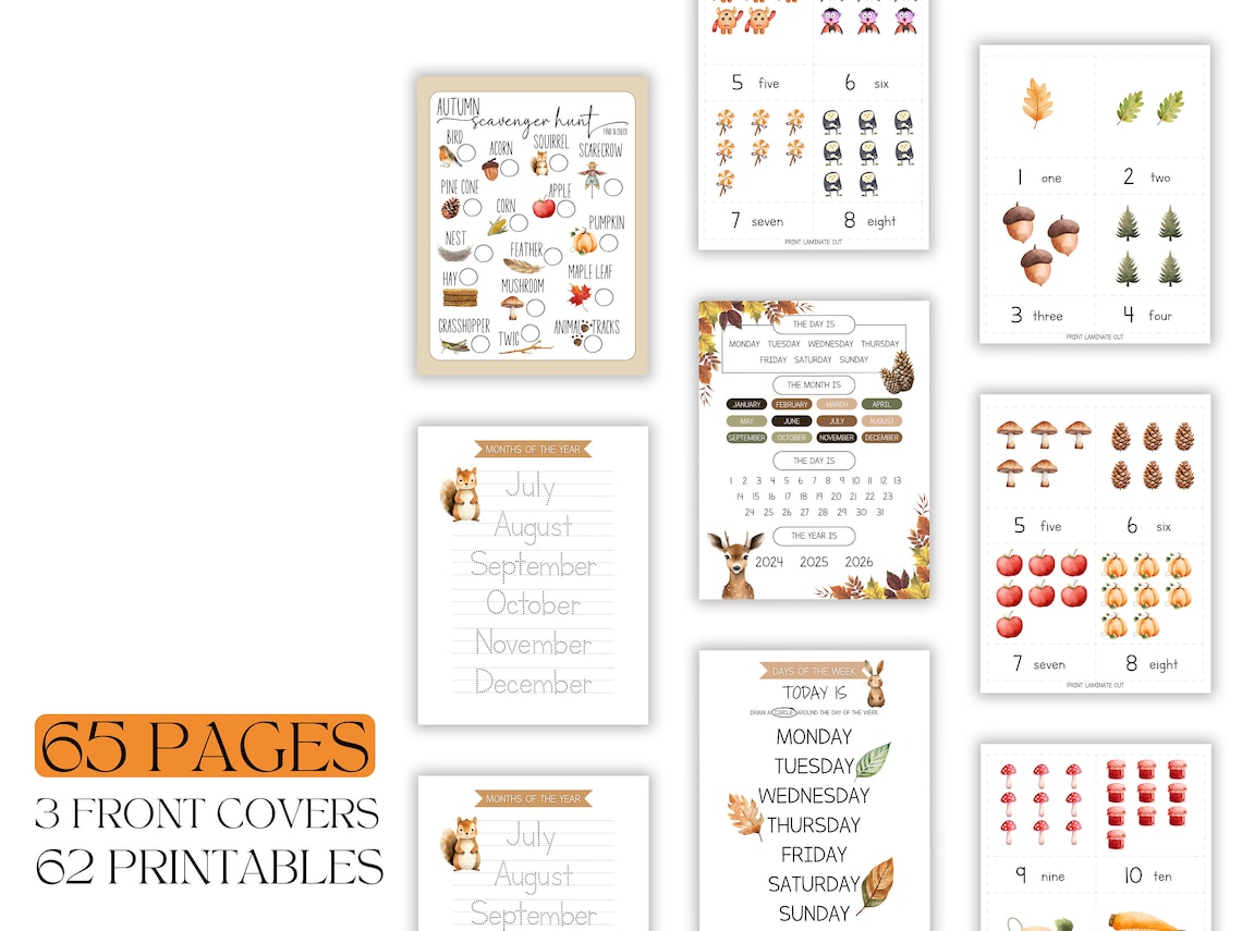 Preschool Autumn Busy Book Printable Toddler Learning Binder Quiet Book ...