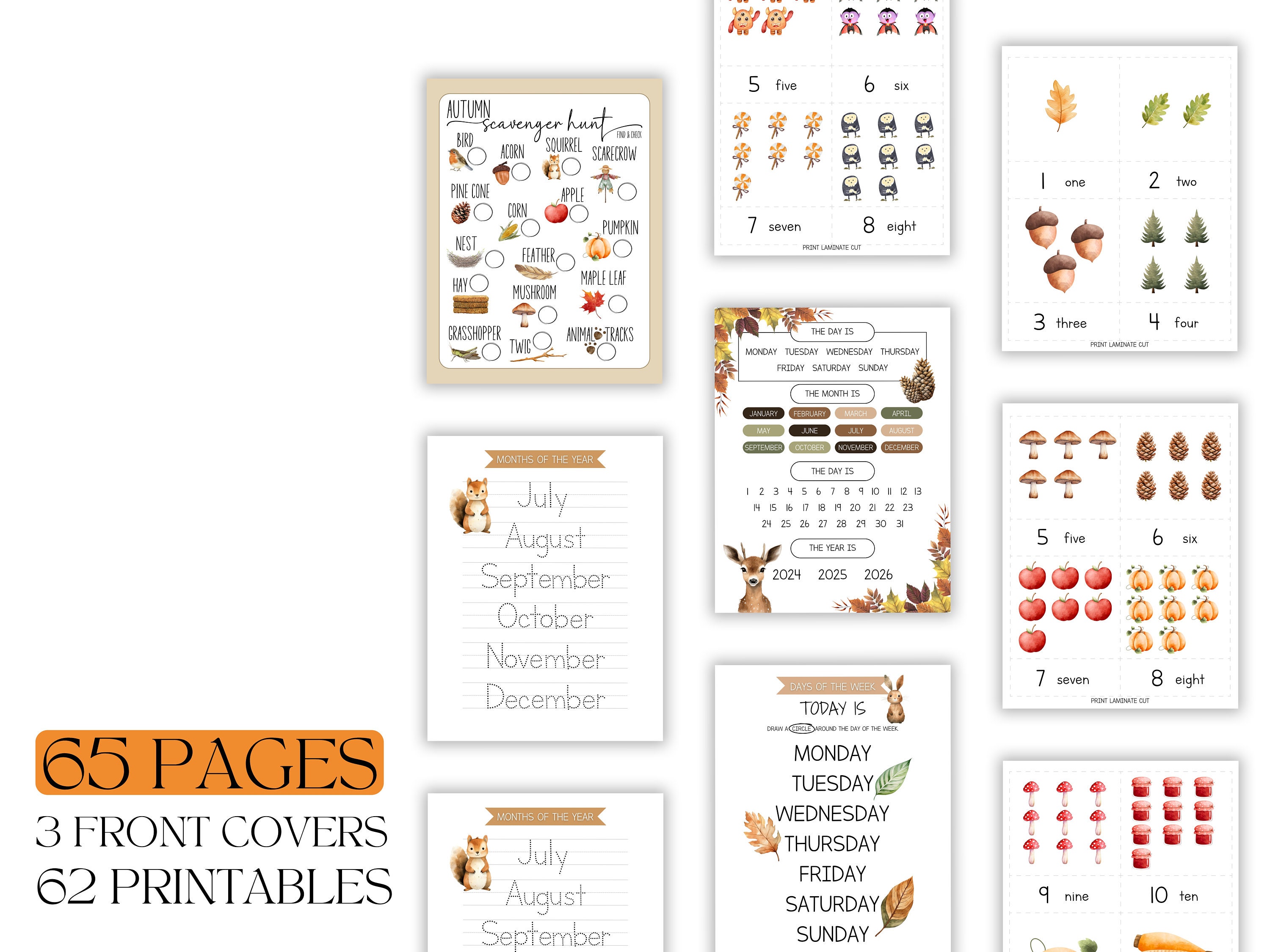 Preschool Autumn Busy Book Printable Toddler Learning Binder Quiet Book ...