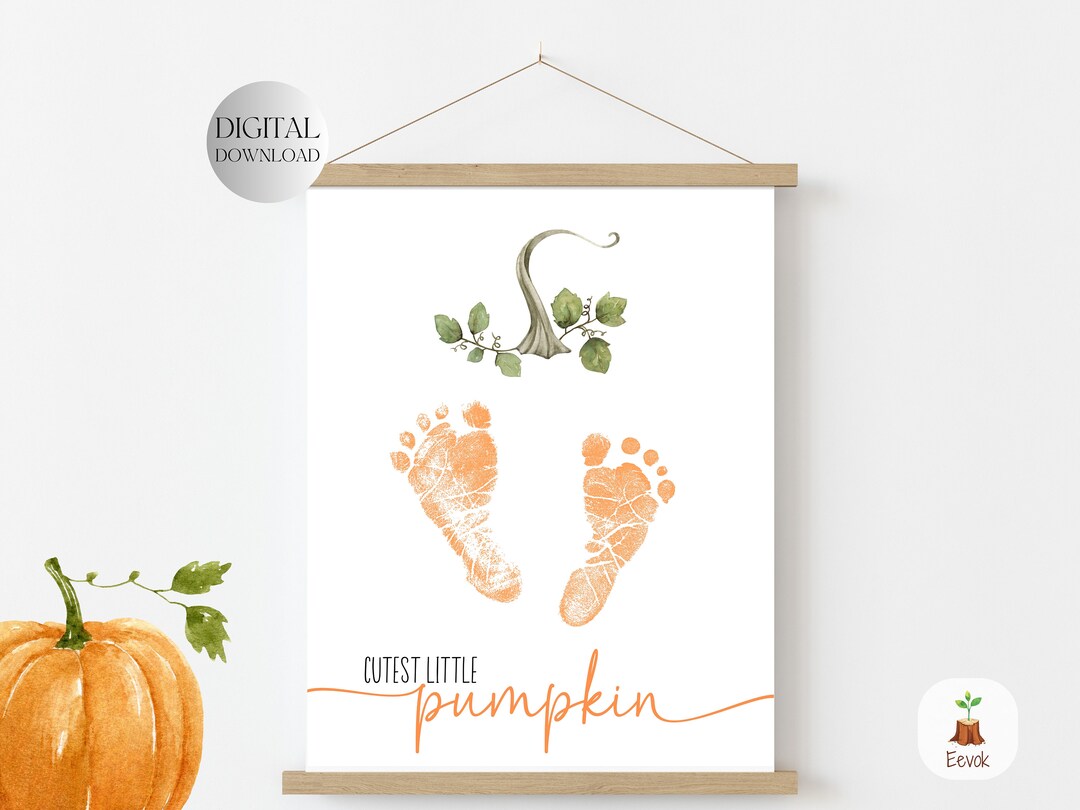 PRINTABLE Footprint Pumpkin Handprint Craft Baby Footprint Thanksgiving ...