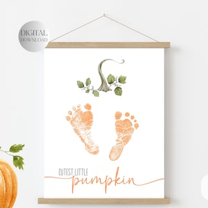PRINTABLE Footprint Pumpkin Handprint Craft Baby Footprint Thanksgiving ...
