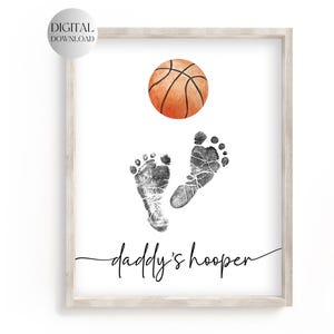 PRINTABLE Basketball Handprint Craft, Fathers Day Basketball Footprint ...