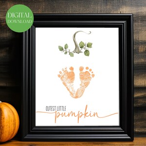 PRINTABLE Footprint Pumpkin Handprint Craft Baby Footprint Thanksgiving ...