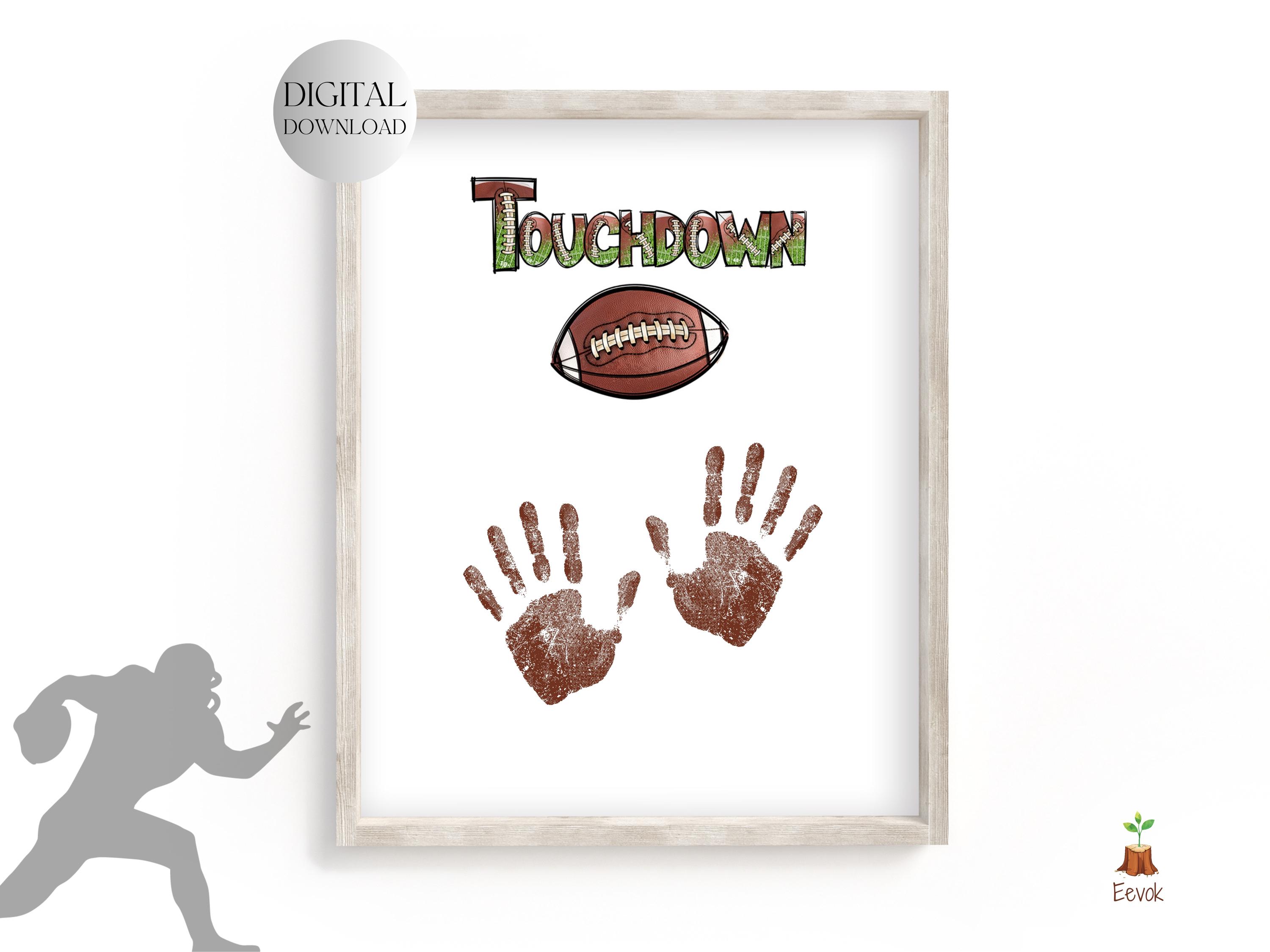PRINTABLE Football Handprint Craft, Fathers Day Football Footprint ...