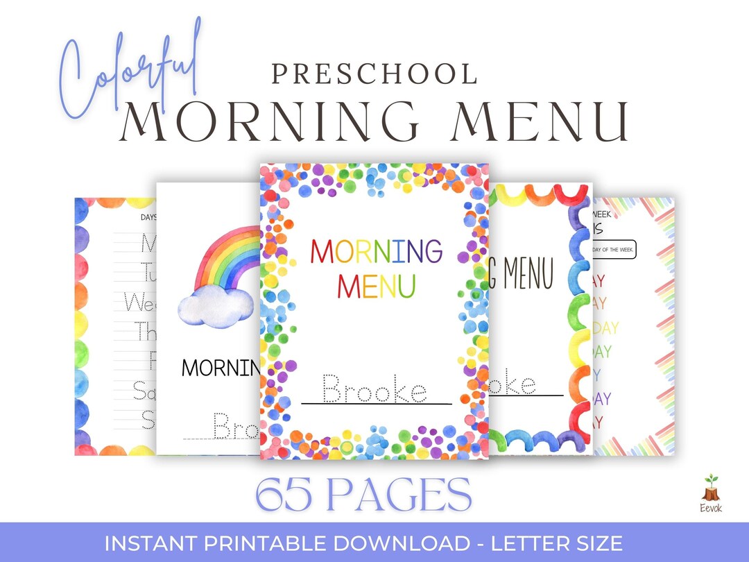 Preschool Morning Menu Printable Homeschool Morning Menu Preschool ...