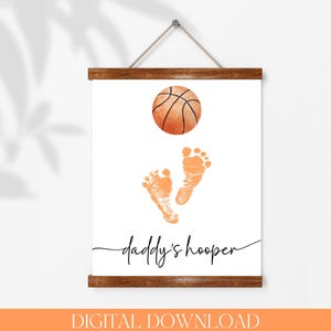 PRINTABLE Basketball Handprint Craft, Fathers Day Basketball Footprint ...