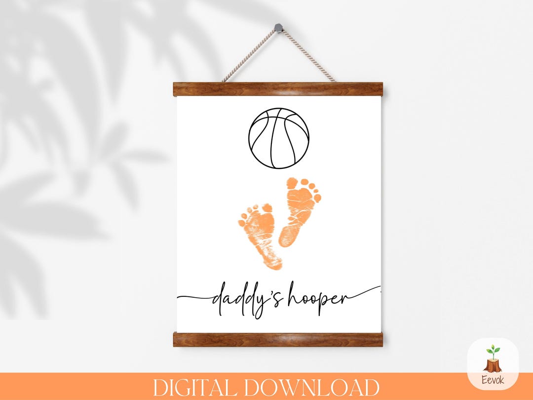 PRINTABLE Basketball Handprint Craft, Fathers Day Basketball Footprint ...