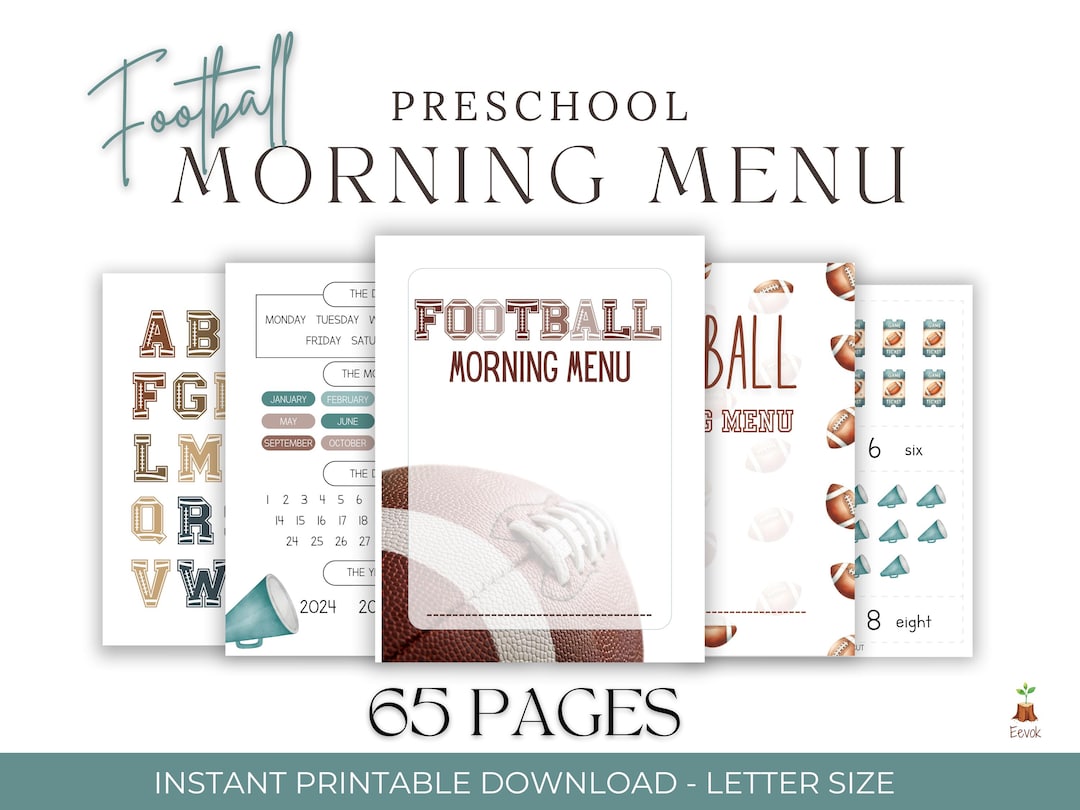 Printable Football Activity Preschool Busy Book Toddler Learning Binder ...