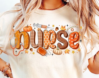 Fall Nurse Png, Nursing Png, Nurse Pumpkins Png, Retro Nurse Png ...