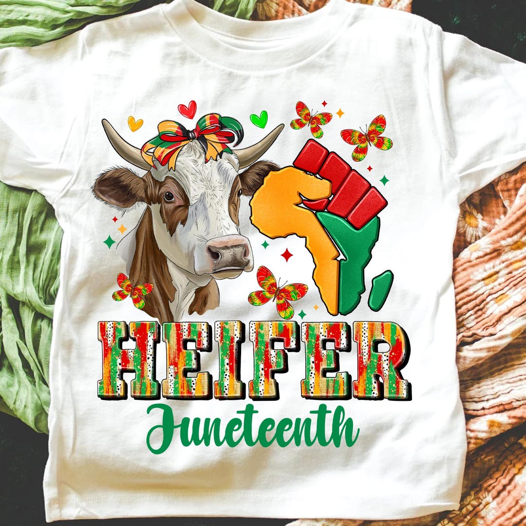 Juneteenth Heifer Png,black Cow Juneteenth Design,afro Pride Cow ...