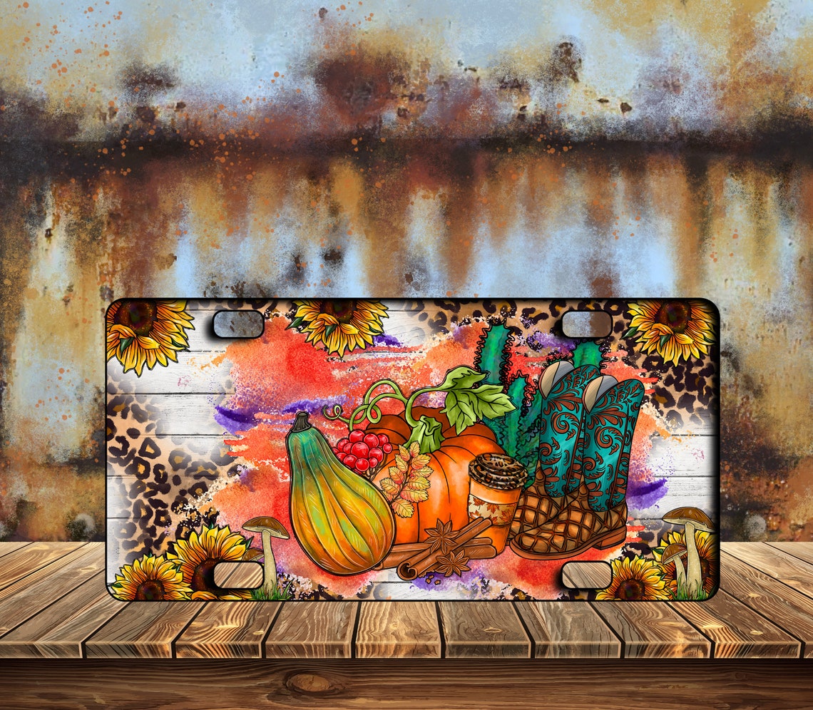 Sunflowers Pumpkin Cactus License Platewestern License Plate - Etsy