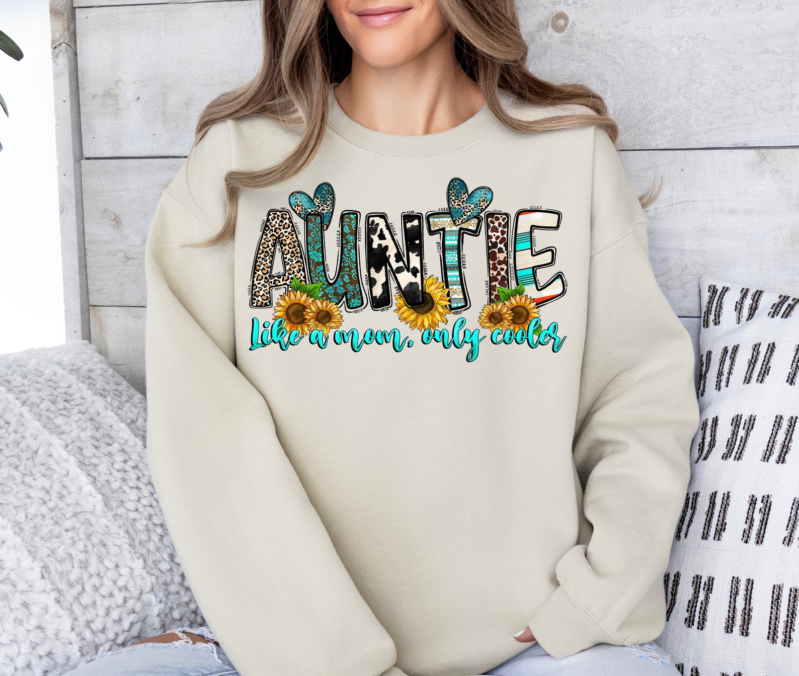 Auntie Like a Mom Only Cooler Sublimation Design Download, Western ...
