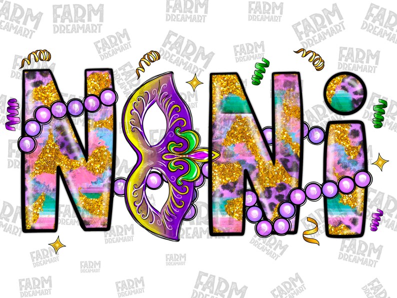 Mardi Gras Nini Png Sublimation Design Download Confetti - Etsy