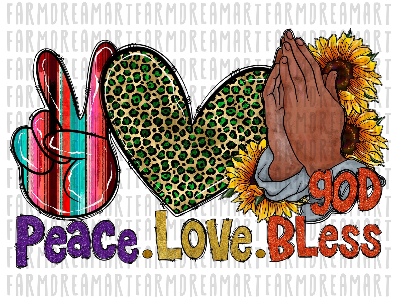 Peace Love God Bless PNG God Bless You Png Faith Png | Etsy