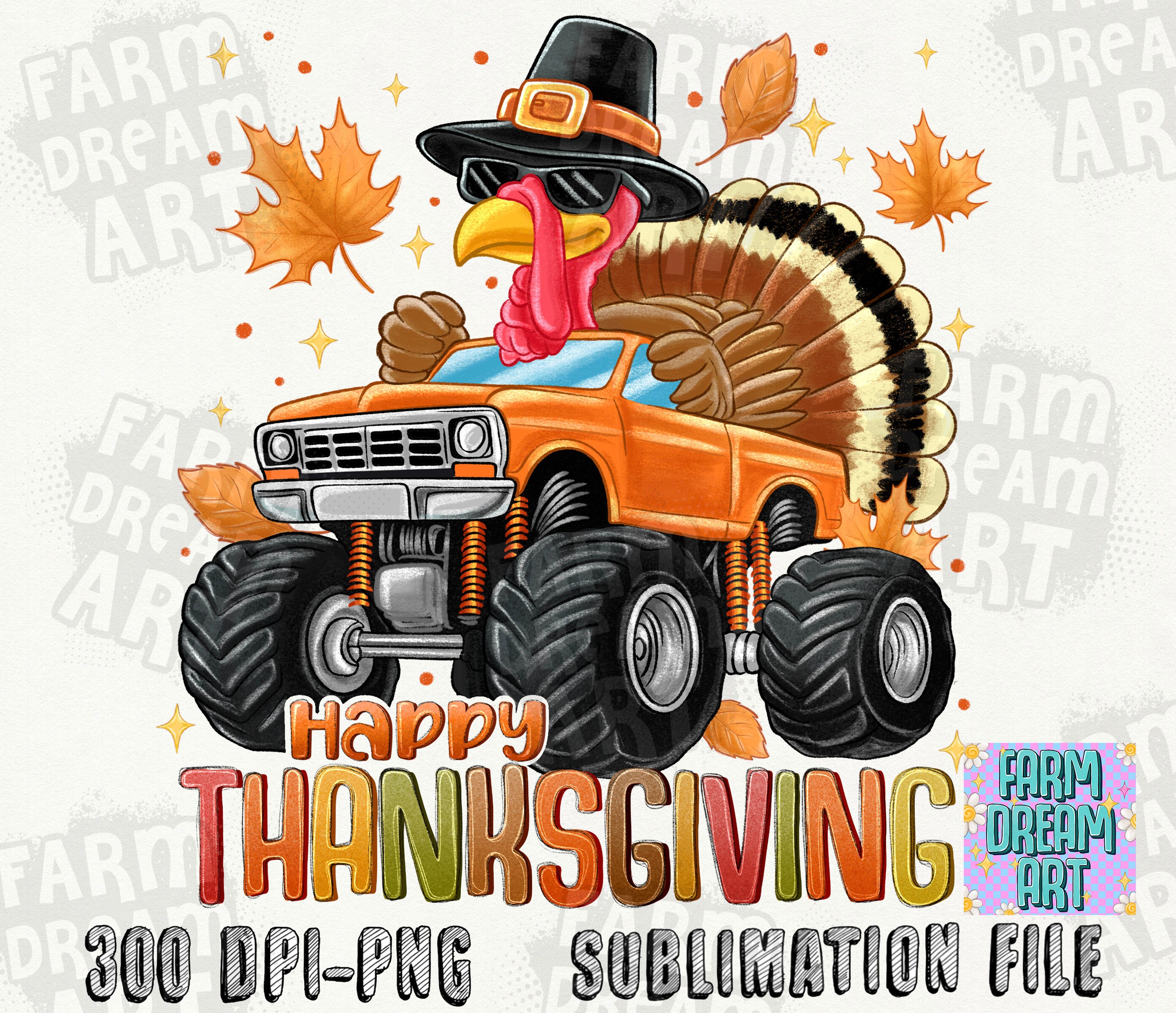 Happy Thanksgiving Monster Truck Png, Turkey Png, Fall Shirt for Kids ...