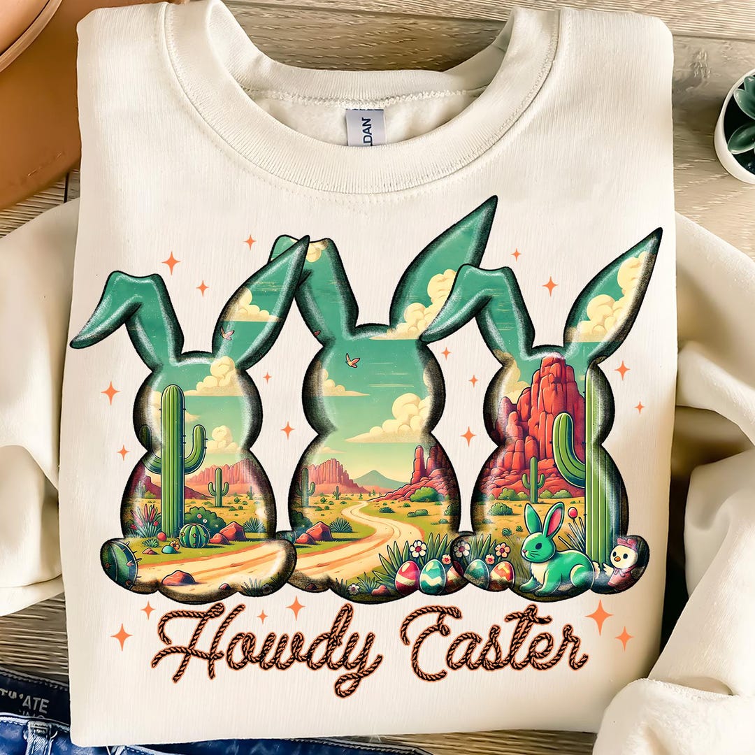 Howdy Easter Png, Wester Bunny Png, Desert Easter Bunny PNG, Retro ...