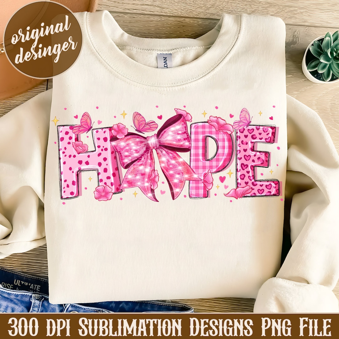 Hope Coquette Bow PNG Sublimation Design Download, Breast Cancer Png ...