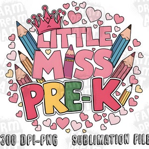 Little Miss Pre-k PNG, First Day of Preschool, Back to School PNG ...
