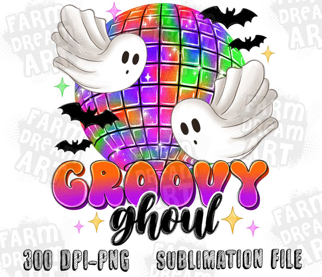 Groovy Ghoul Png, Funny Halloween Png, Cute Boo Png, Disco Ball ...