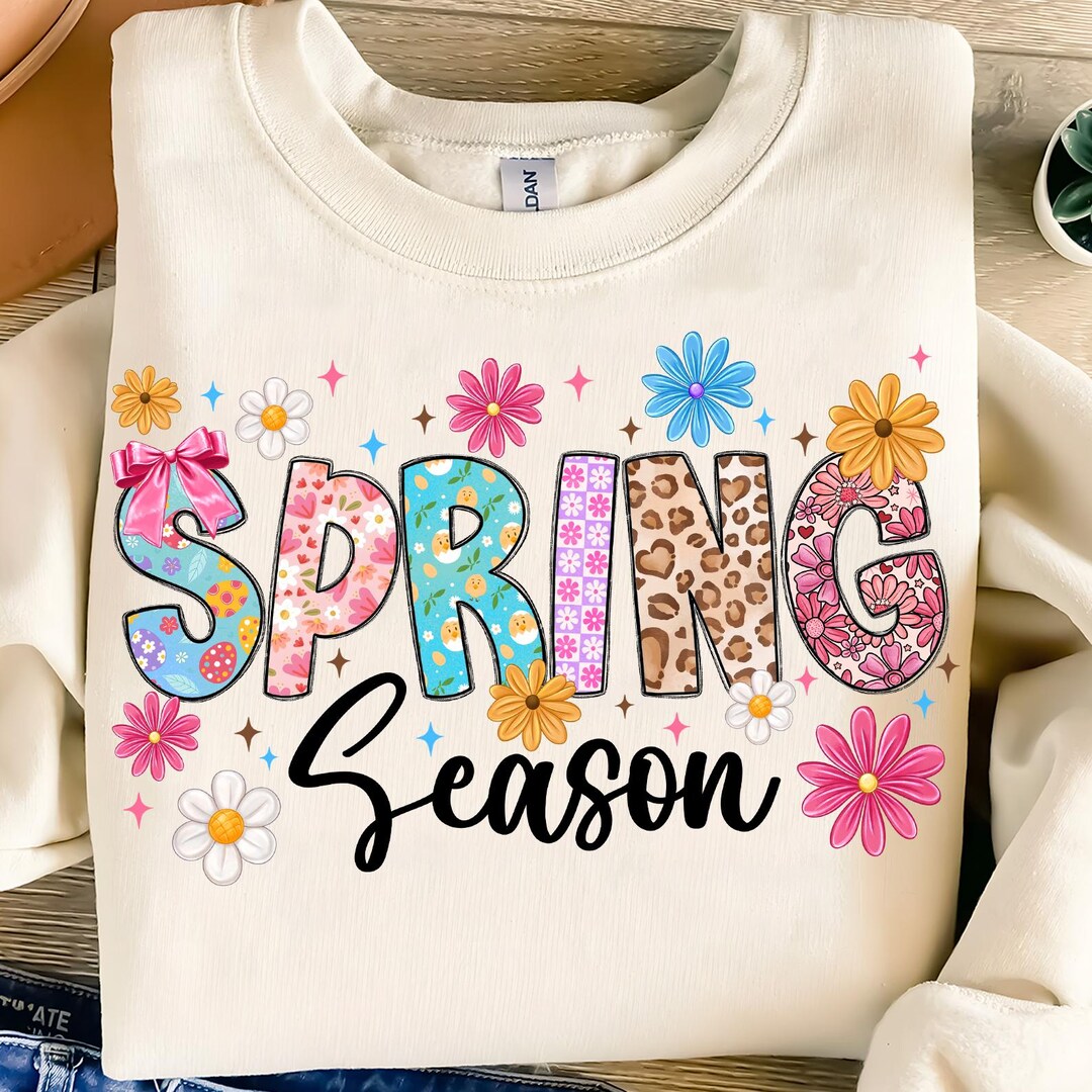 Spring Season Embroidered Png,spring Varsity Png,floral Spring Png ...
